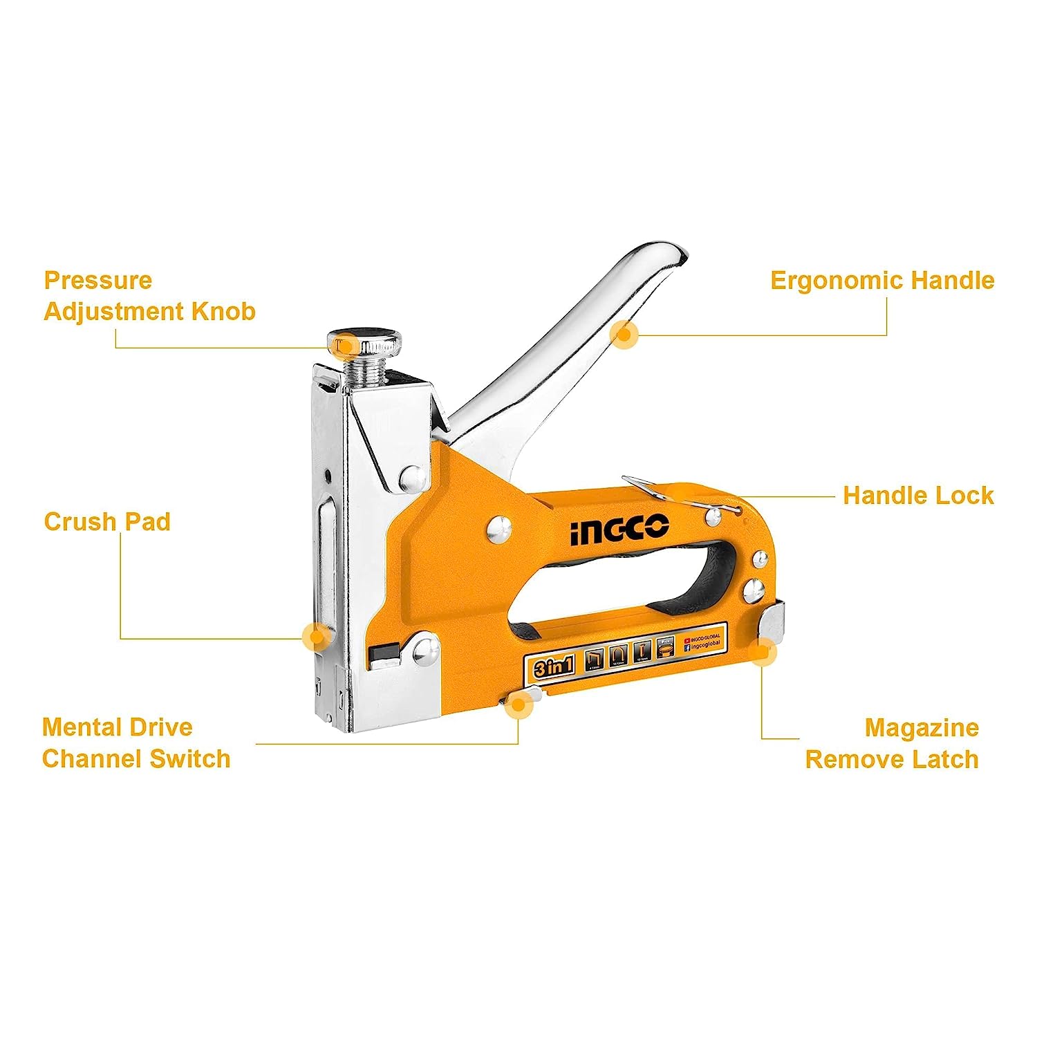 INGCO INGCO Tools & 3 In 1 Staple Gun On Wood