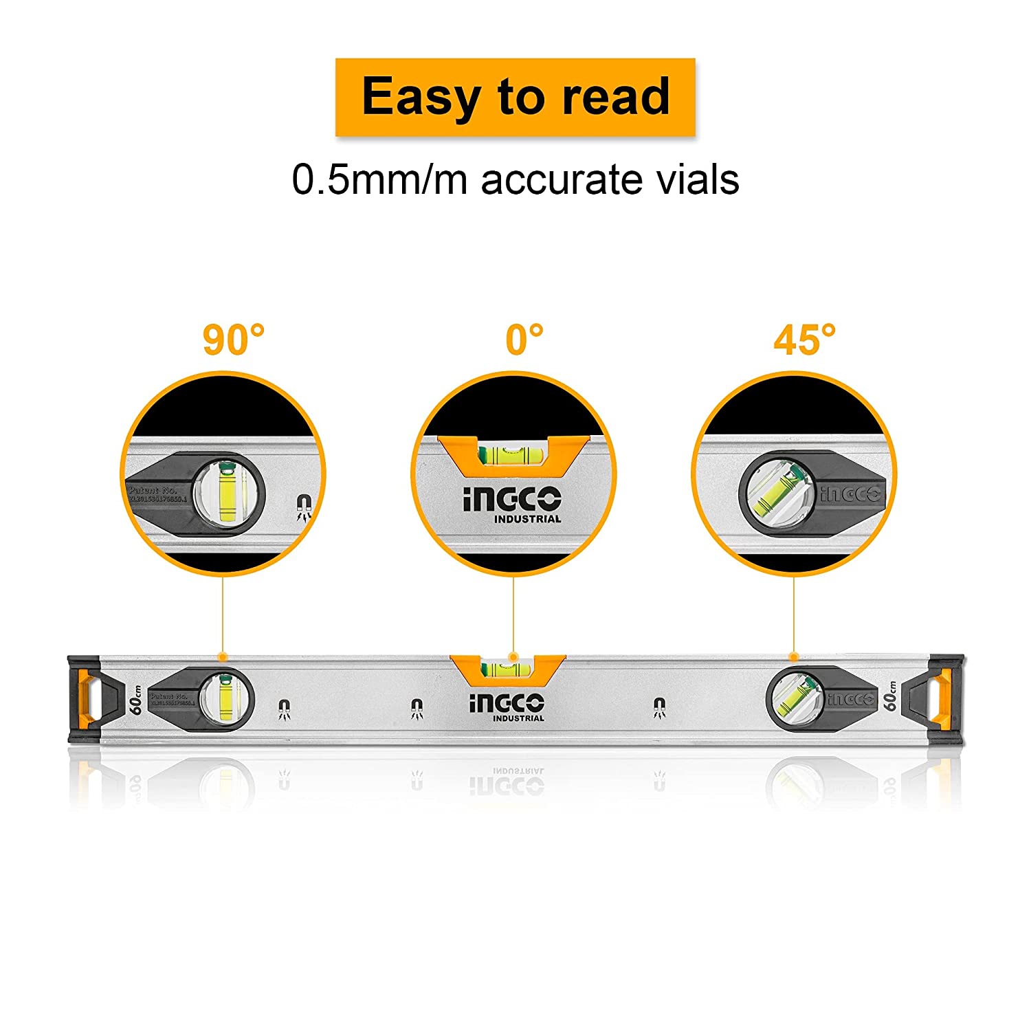 INGCO Measuring Tools Spirit level with powerful magnets HSL38060M
