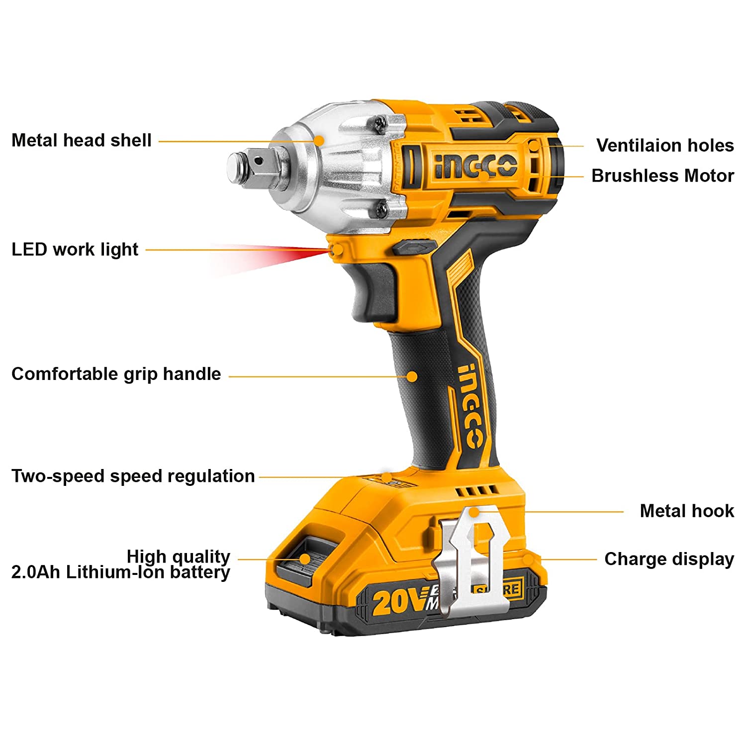 INGCO INGCO Tools & Lithium-ion Impact Wrench Cordless