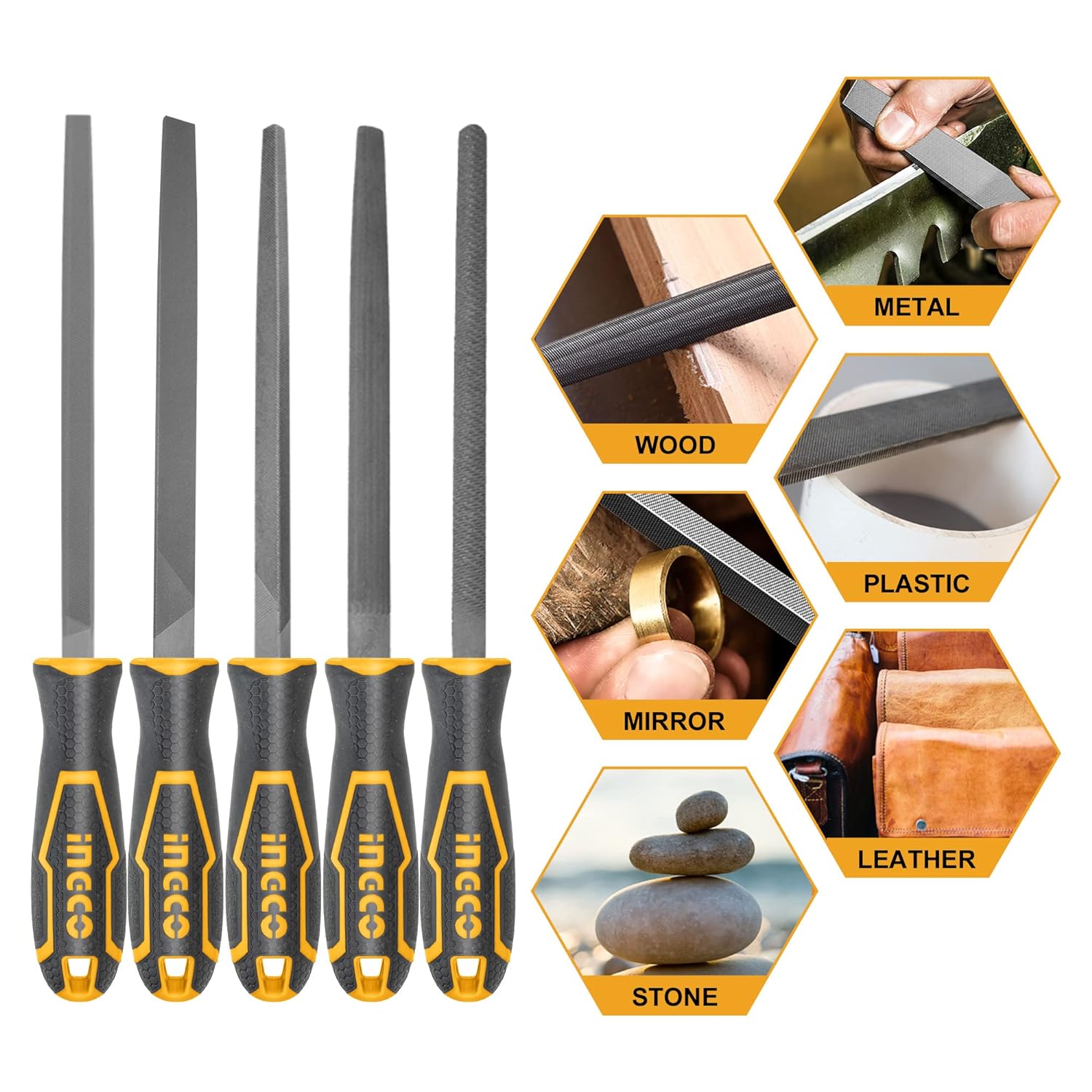 INGCO Hand Tools 5 Pcs steel file set HKTFS0508