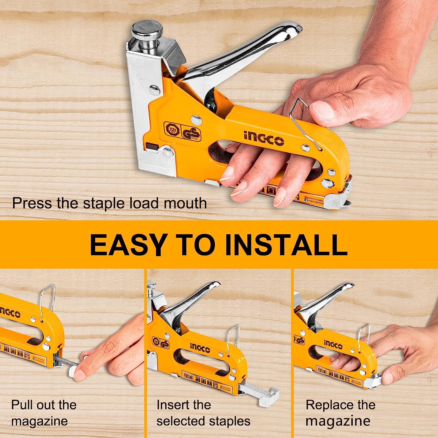 INGCO INGCO Tools & 3 In 1 Staple Gun On Wood