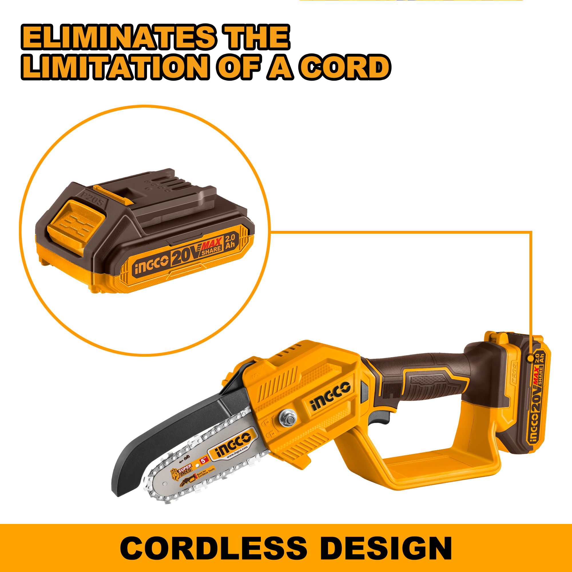 INGCO Garden Tools Cordless pruner saw CGSLI20581