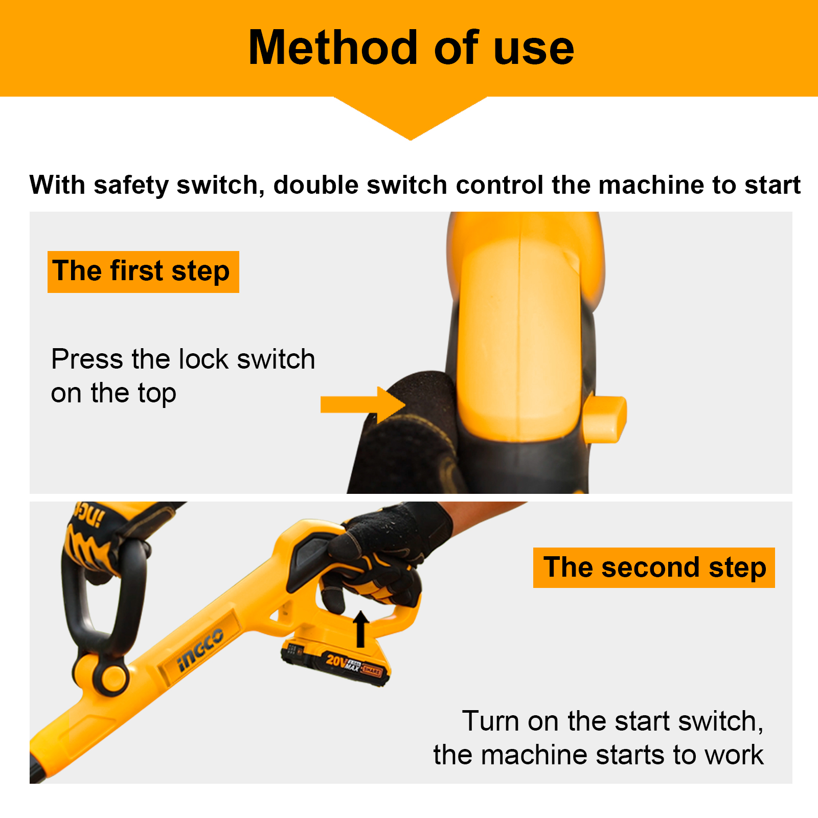 INGCO Power Tools INGCO Cordless Grass Trimmer, Edging, 8200 RPM CGTLI20018