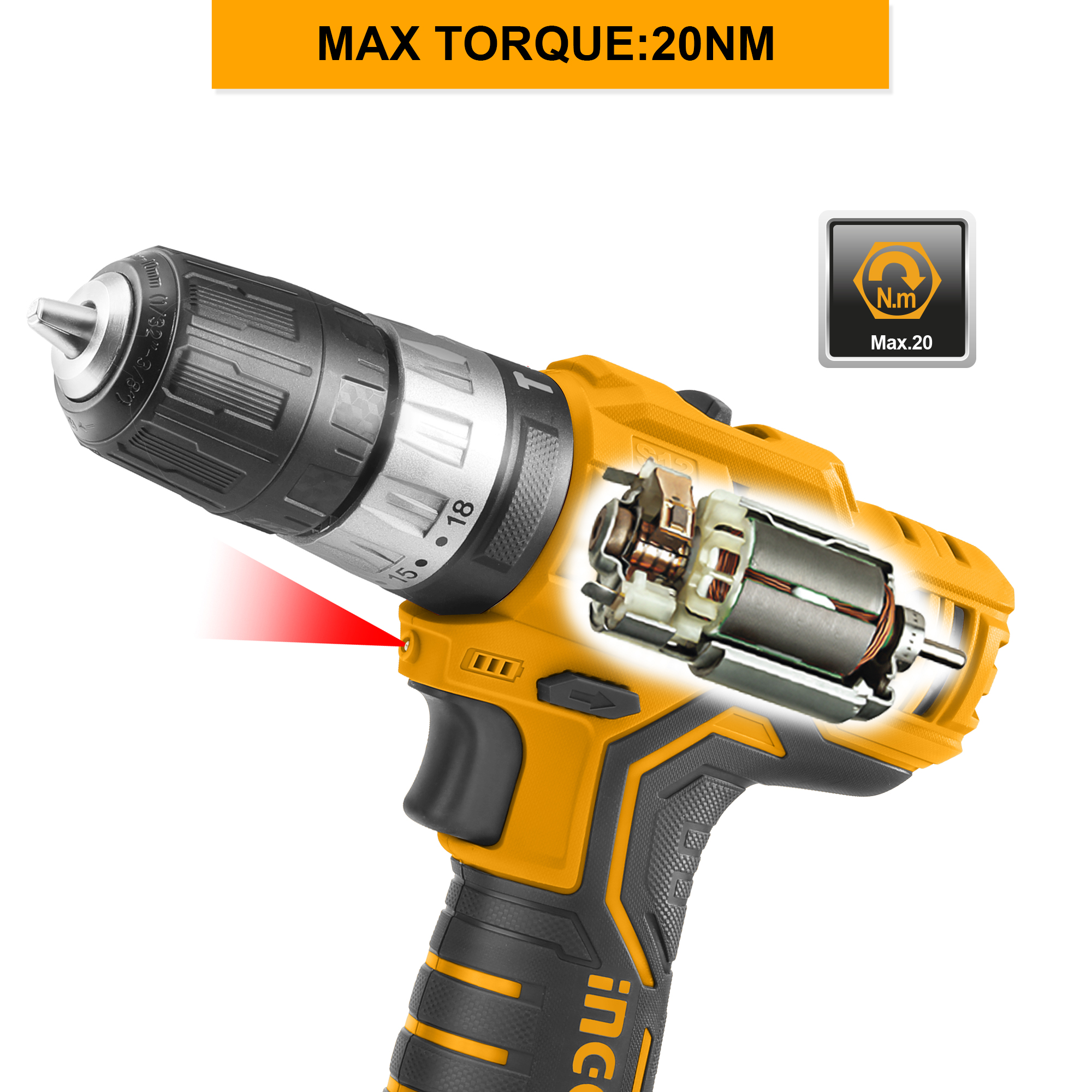 INGCO Power Tools Cordless impact drill CIDLI12201